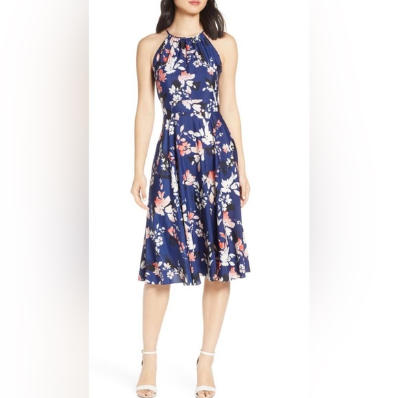 Eliza J | Dresses | Eliza J Halter Cut Out Keyhole Back Floral Boho ...